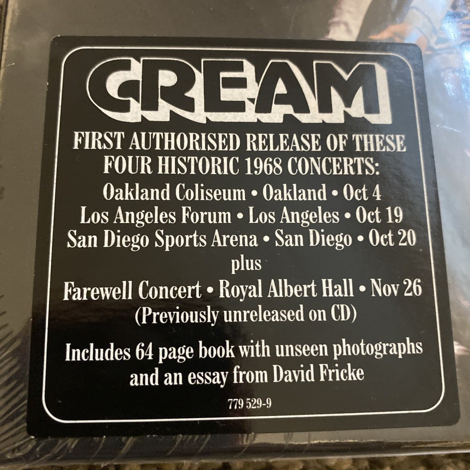 Cream Goodbye Tour Live 1968 4CD Box Set Limited Edition w/Book New ...