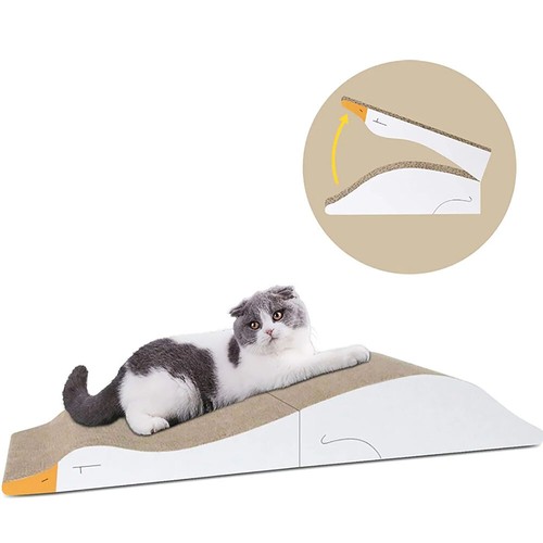 Wave Cardboard Cat Scratching Pad Lounge Cat Scratching Bed Duck Shaped ...