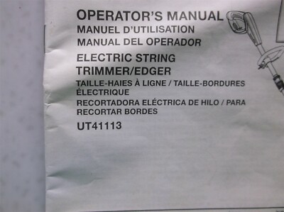 Homelite UT41113 Electric String Trimmer Operator's Manual Only | eBay
