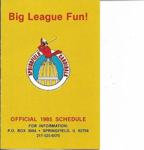 Springfield Cardinals 1985 Minor Baseball Pocket Schedule - Busch | eBay