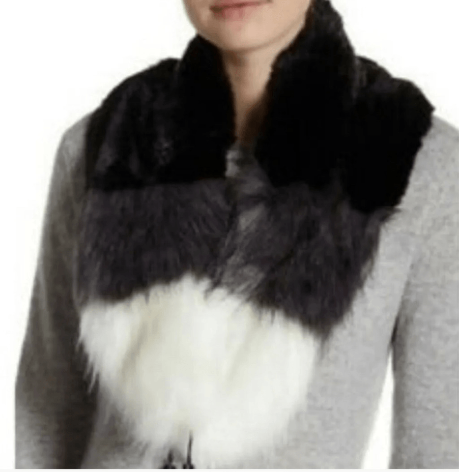 Steve Madden Scarf Faux Fur Women One Size Black Gray Off White New | eBay