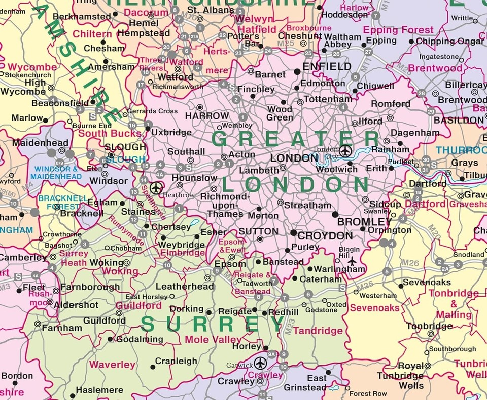 Supersize UK Counties Wall Map Cities & Towns Laminated Wall Map Size ...