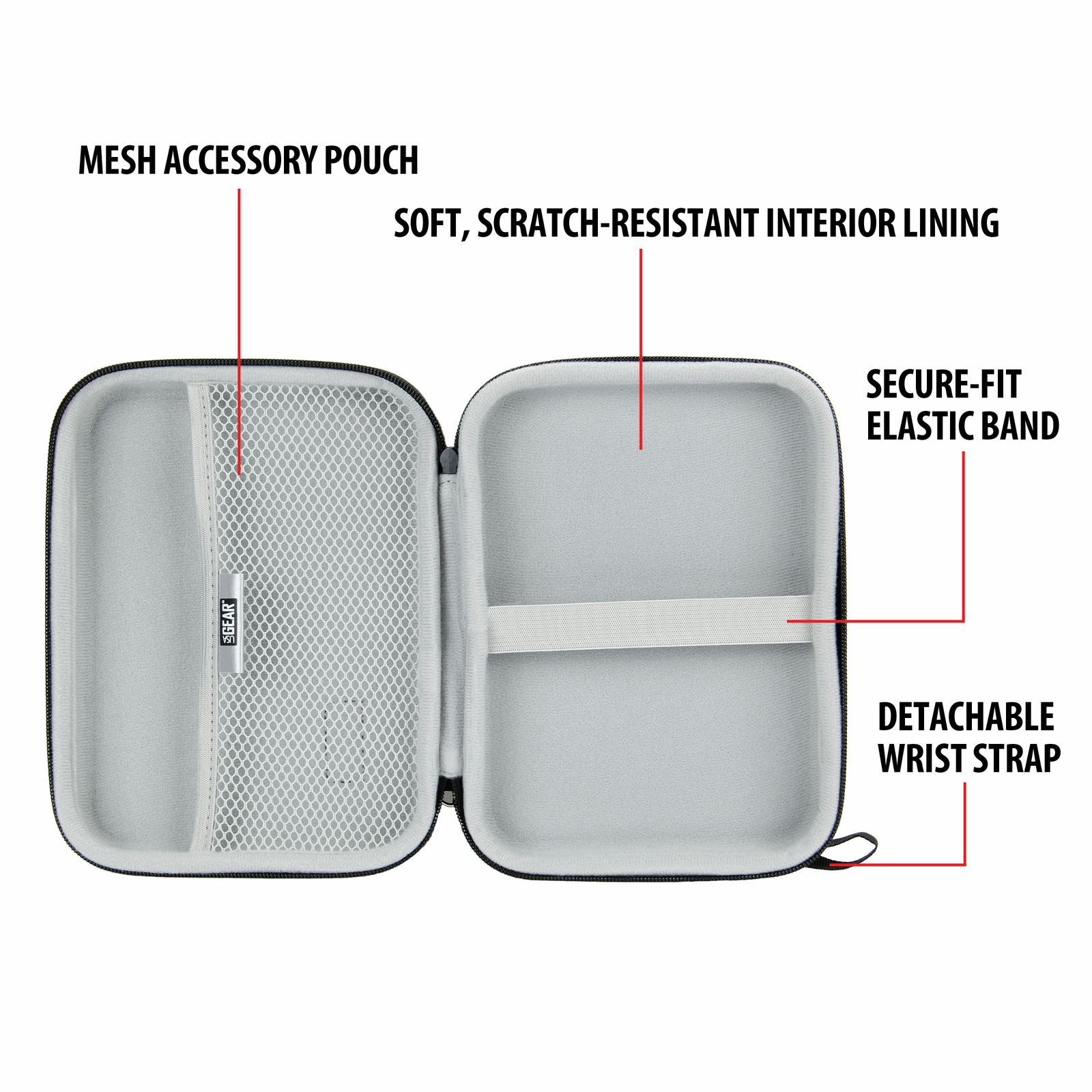 USA GEAR Protective Hard Shell Electronics Carrying Case with Accessory ...