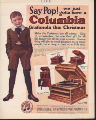 1913 COLUMBIA GRAPHOPHONE PHONOGRAPH RECORD PLAY MUSIC JEWEL ECLIPSE AD ...
