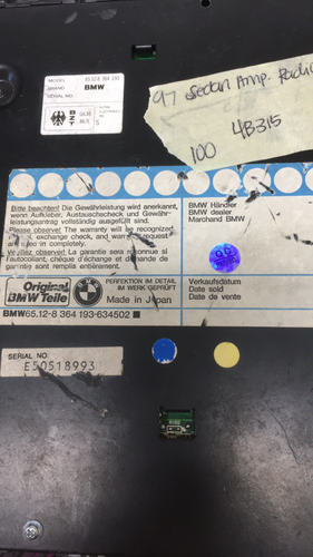 65.12-8 364 193 Chevy SS Sedan Radio Amp Control module 1997 **TESTED ...