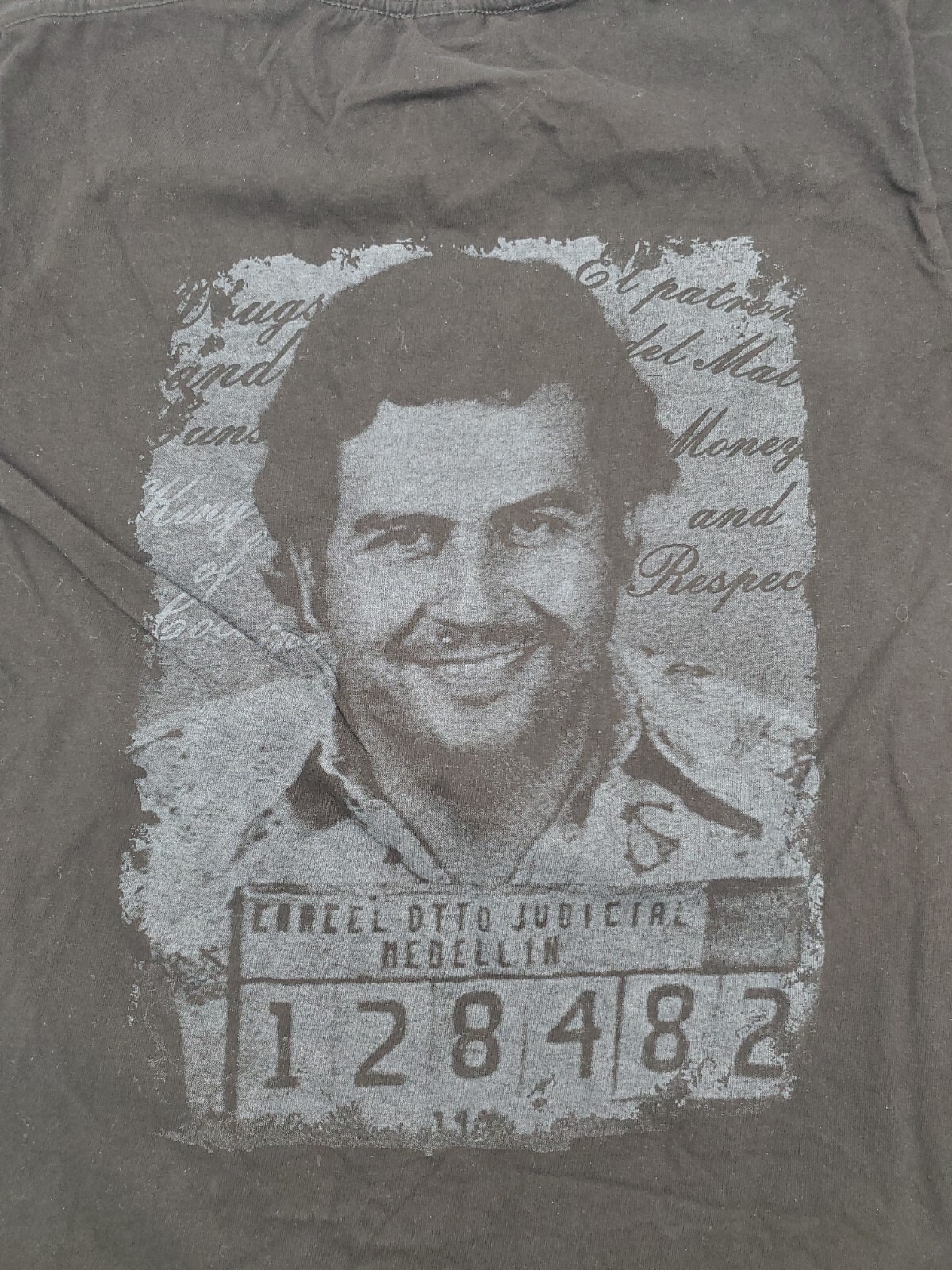 Pablo Escobar Small Mugshot Black Double Sided Men Sh… - Gem