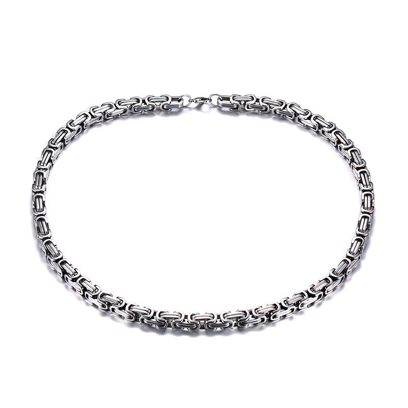 Mens Stainless Steel 4/5/6/8mm Byzantine Box King Chain Necklace ...