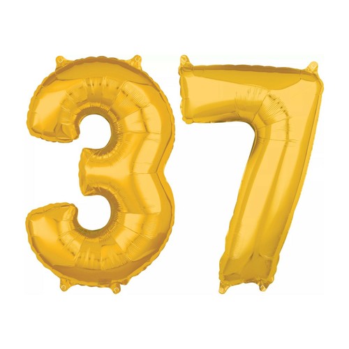 GOLD NUMBER 37 JUMBO BALLOON 37TH BIRTHDAY 86CM DECORATIONS PARTY ...