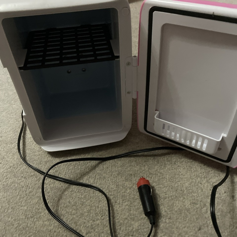 Pink/White 4L Mini Fridge 12v Cooler / Warmer, Ideal Car/Caravan/Camper ...