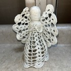 VTG HANDMADE WHITE STARCHED DOILY CROCHET ANGEL CHRISTMAS TREE TOPPER 6 ...