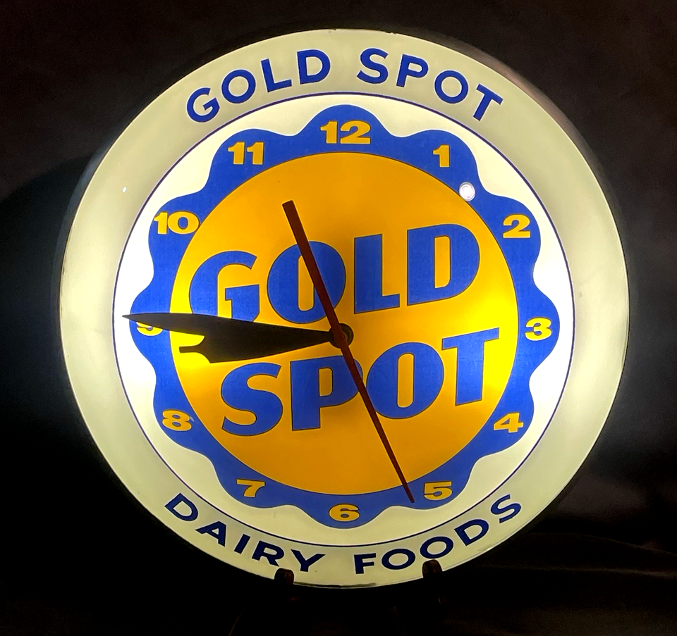 Vintage Gold Spot Dairy Foods Light Up Double Bubble Clock | eBay