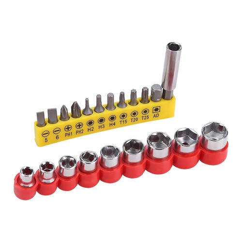 32pcs Stainless Steel Drill Bits Screwdriver Heads Sockets Set with ...