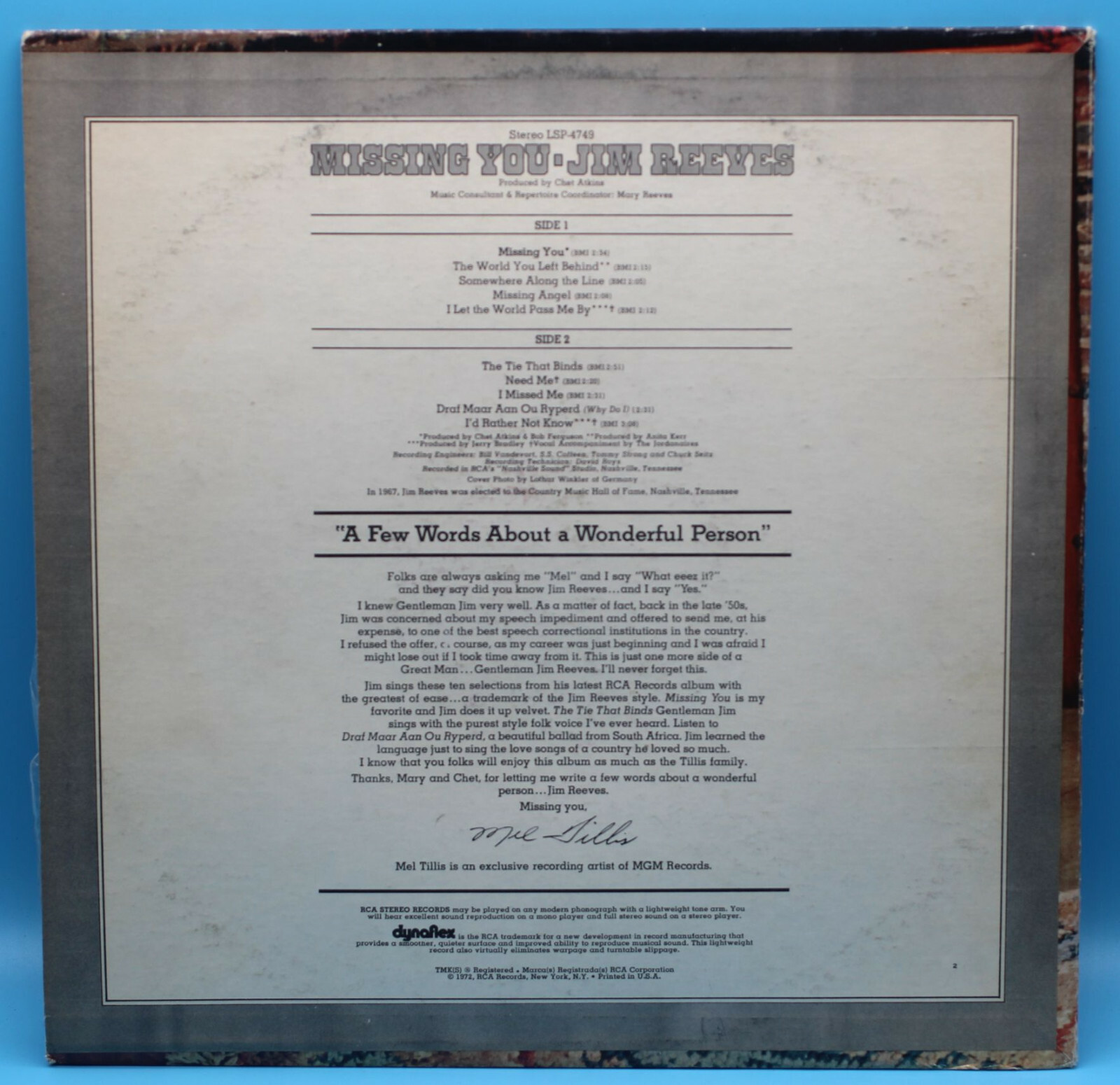 Jim Reeves - Missing You - RCA Victor 1972 | eBay