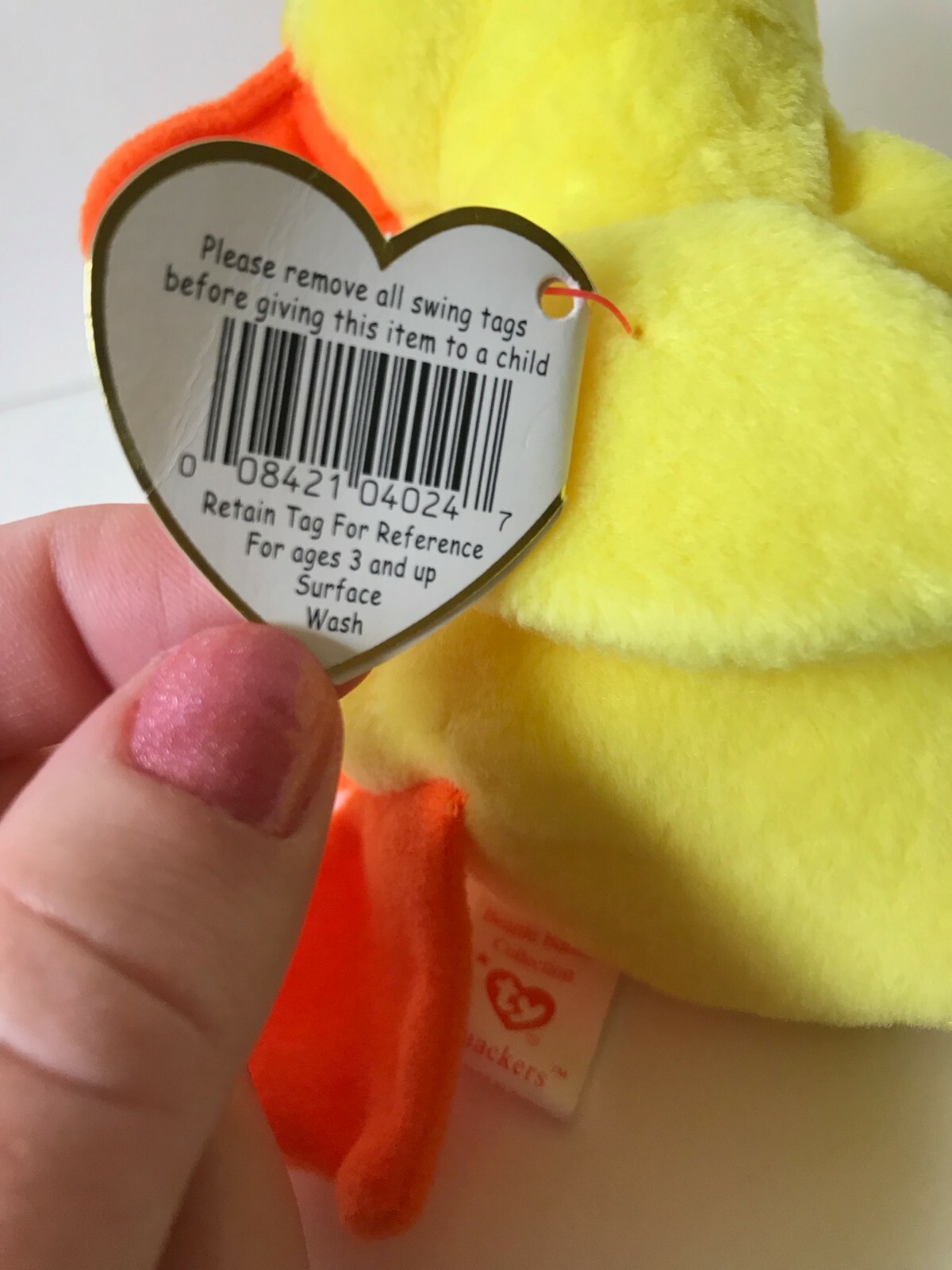 QUACKERS the Yellow Duck 1995 Ty Beanie Baby – PVC PELLETS, MWMT ...
