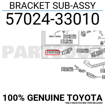 5702433010 Genuine Toyota BRACKET SUB-ASSY 57024-33010 | eBay