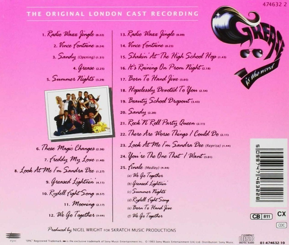 Cd Grease Original Cast Recording Grease Music Album 1993 5099747463228 ...