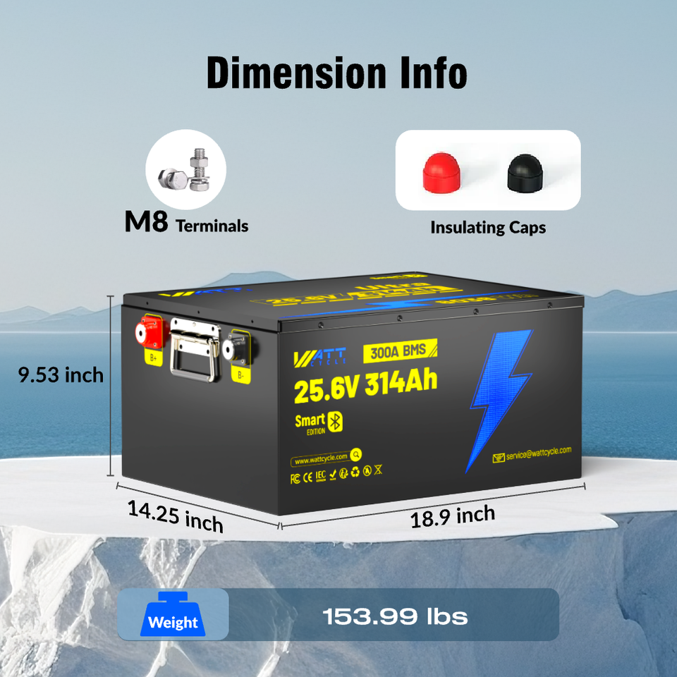 8038Wh 24V 314Ah 300Ah LiFePO4 Lithium Battery 300A BMS golf carts RV ...