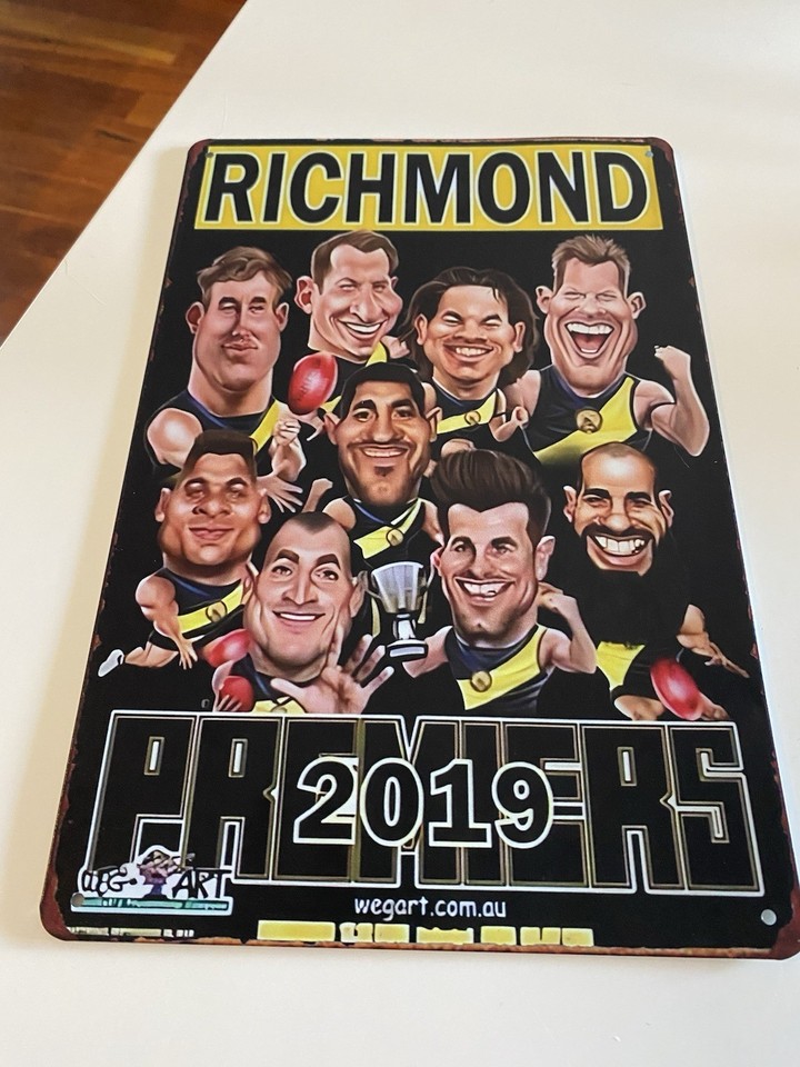 Afl Richmond Tiger’s 2019 Premiers Cartoon Players Collectable Tin Sign ...
