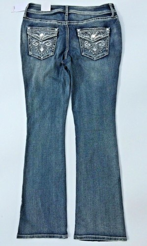 Women’s Bootcut Fleur De Lis Bling Metallic Pockets Stretch Jeans Size ...