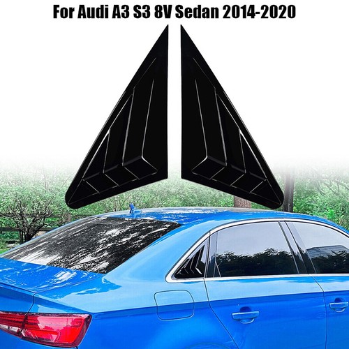 2X Rear Side Window Louvers Cover Glossy Black For Audi A3 S3 8V Sedan ...