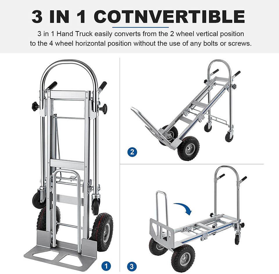 4IN1 Convertible Aluminum Hand Truck Stair Climber Folding Dolly ...