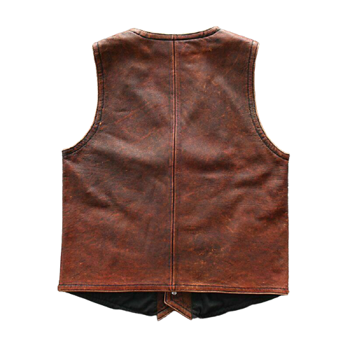 Men's Leather Riding Cowhide Vest Vintage Brown Trucker Distressed Vest ...