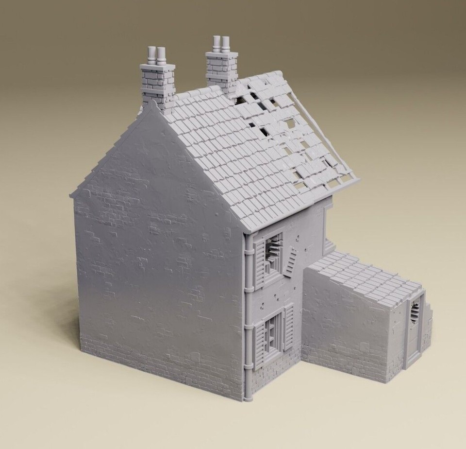 Destroyed Carentan House - WWII tabletop wargaming terrain 28mm, 20mm ...