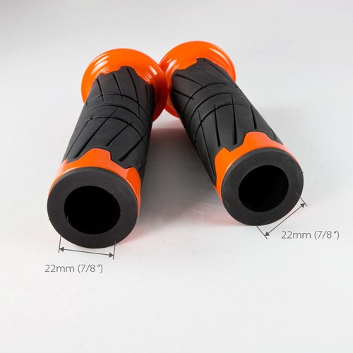 Motorcycle Handlebar Hand grips 7/8" 22mm x 2pcs Black & Orange ε ...