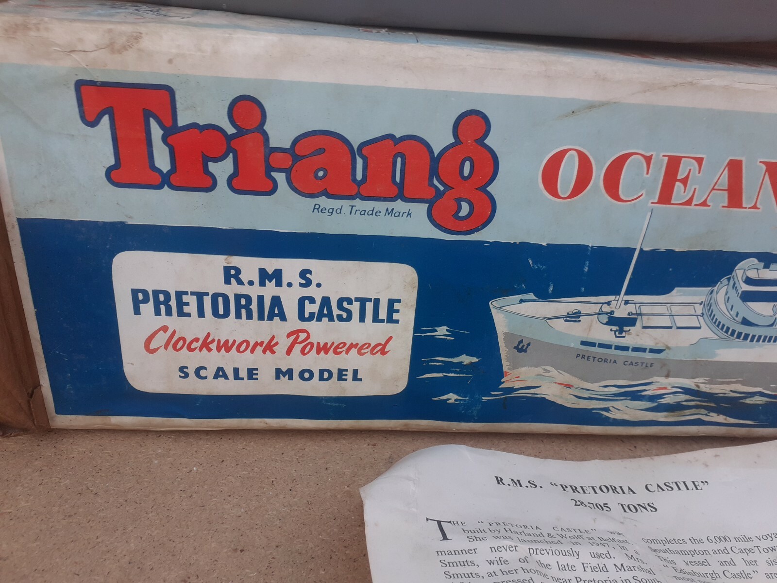 Vintage Old Antique Triang Model Ship Boat Liner Boxed RMS Pretoria ...