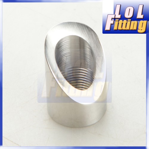 Pre-curved 45 Degree Cut Weld O2 Oxygen Sensor Bung 18mm x 1.5 M18 X 1. ...