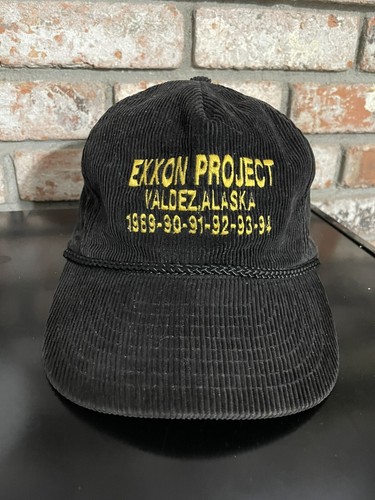 Vintage Exxon Valdez Black Courduroy Hat Ultra HTF Project Alaska | eBay