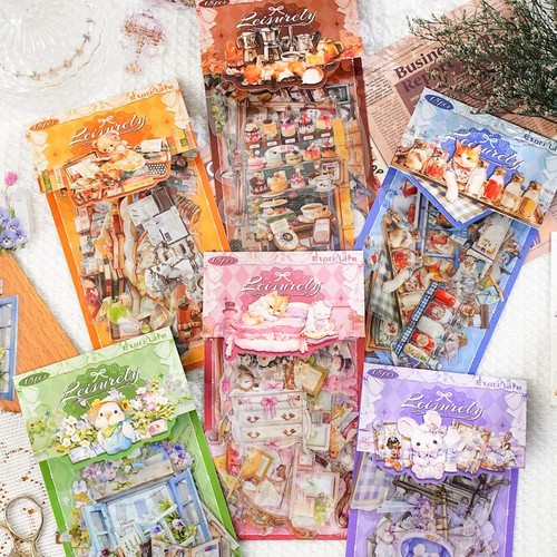 15Pcs PET Stickers Cute Scenes Journaling Planner Scrapbooking Crafts ...