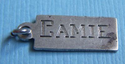 Vintage 40's "Camie" name tag sterling charm | eBay