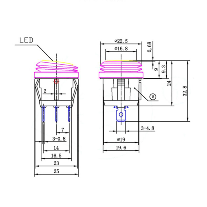 Round Rocker Switch ON-OFF 2/3 Pin 2 Position LED Illuminated ...