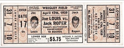 1939 JOE LOUIS VS JACK ROPER (VERY RARE) FULL BOXING TICKET | eBay