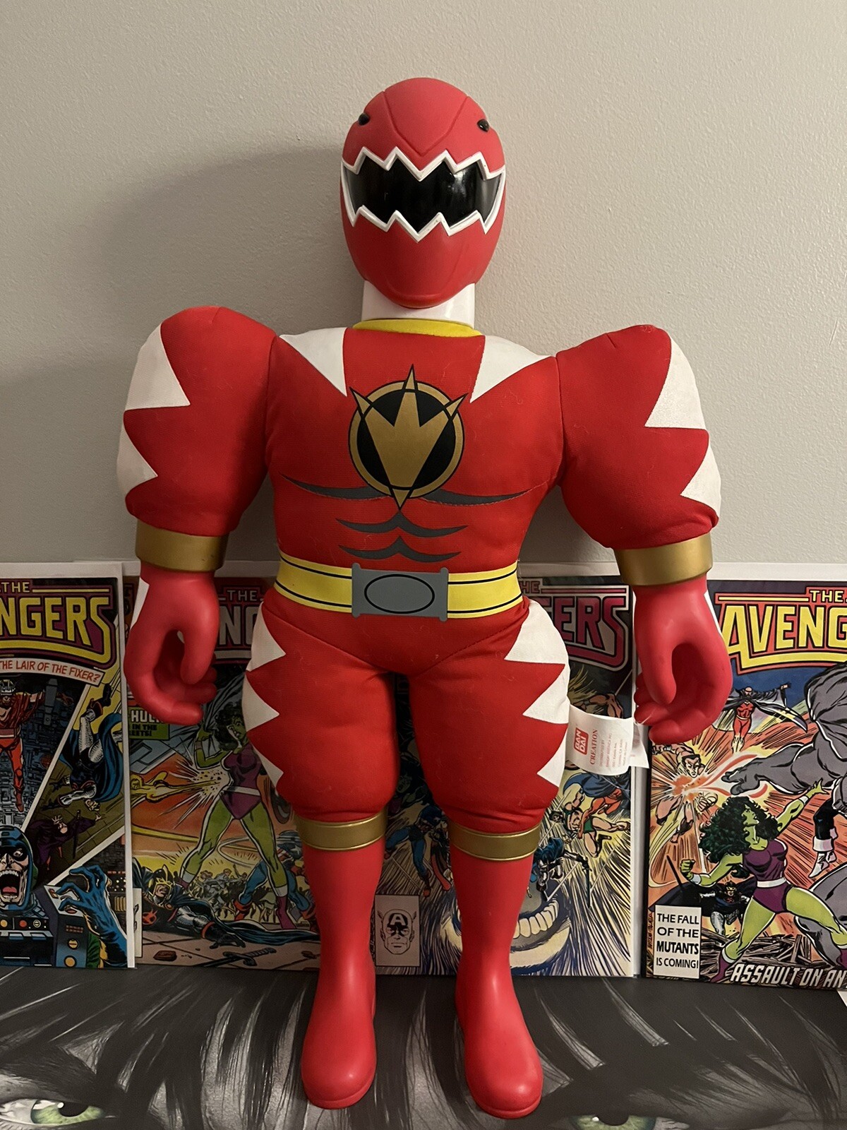 Mighty Morphin Power Rangers Plush Red Ranger Dino Thunder Doll Sound ...