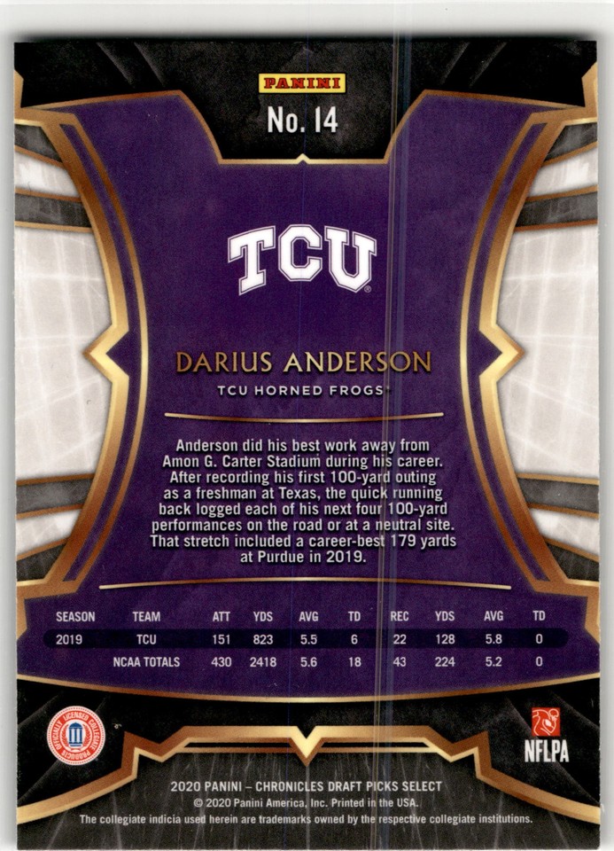 2020 Panini Chronicles Draft Picks Darius Anderson Select | eBay