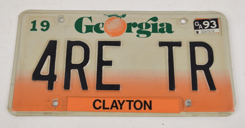 1993 Georgia Vanity License Plate "4RE TR" Ferrari Testarossa Peach ...