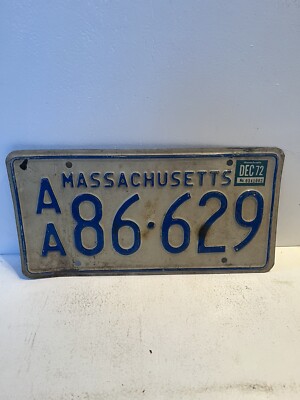 Massachusetts license plate with blue letters 1972 sticker | eBay
