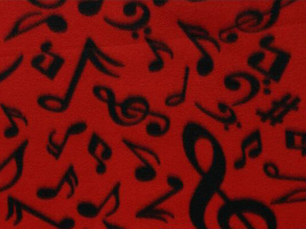 Fleece Fabric Printed Anti Pill BLACK MUSICAL NOTES with COLOR ...
