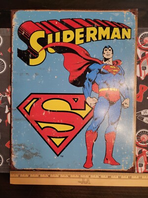 Superman DC Distressed Metal Tin Sign Man Cave | eBay