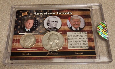 DONALD TRUMP BILL CLINTON JOHNSON 2020 THE BAR TRIPLE RELIC CARD #74 ...