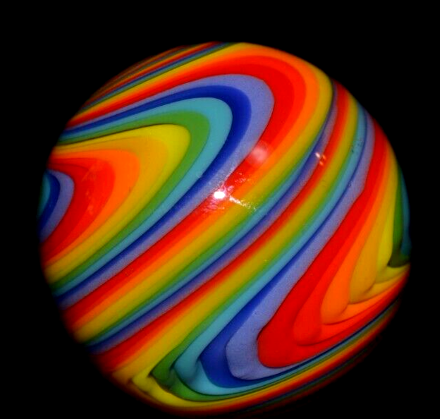 JAY SLACK GLASS MARBLE/1.443"-LOBED RAINBOW ARRAY-LILAC,LAVENDER,MINT ...