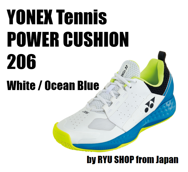 YONEX Tennis Shoes POWER CUSHION 206 SHT206 725 White / Ocean Blue | eBay