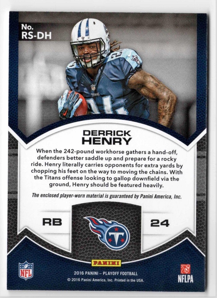 Derrick Henry 2016 Playoff Rookie Stallions JSY RELIC Prime 1st Down RC ...