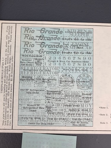 On3 Thinfilm Decals ON-2 D&RGW Narrow Gauge Decal Set O1806 | eBay