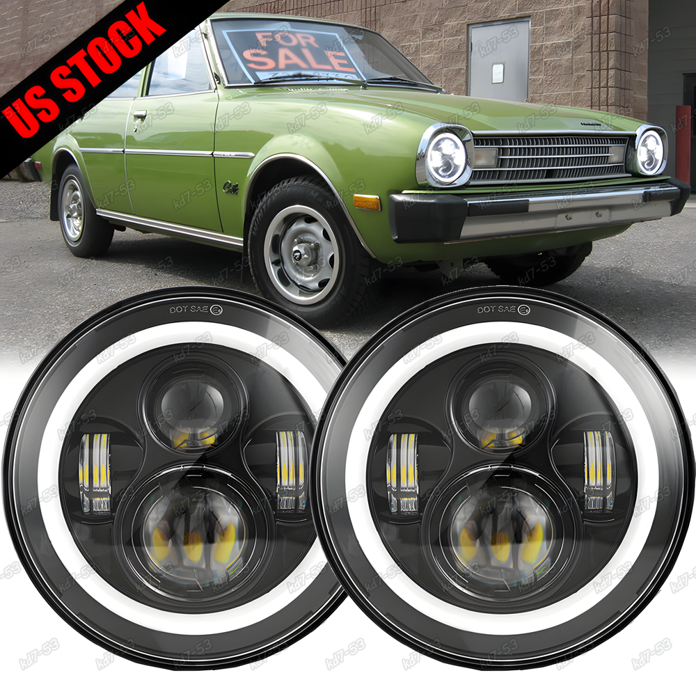 7inch Black LED Headlights Hi Lo Beam DRL Fit for Dodge D100 D200 D300 ...