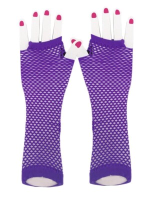 Adult Purple Fish Net Long Gloves | eBay UK