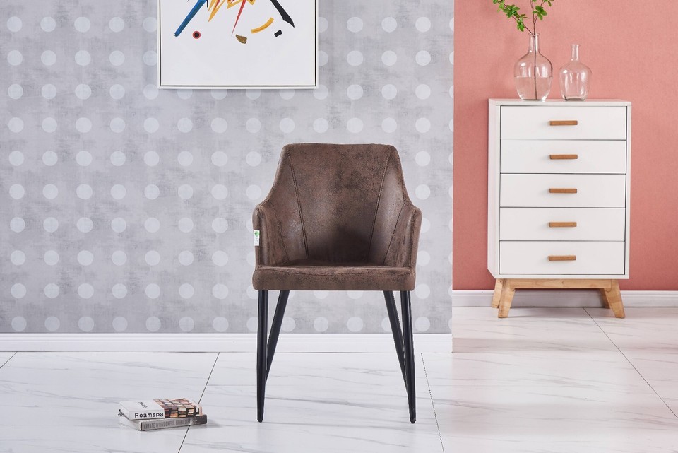 Single Dining Chairs upholstered Padded Seat Metal Legs Dining Room ...