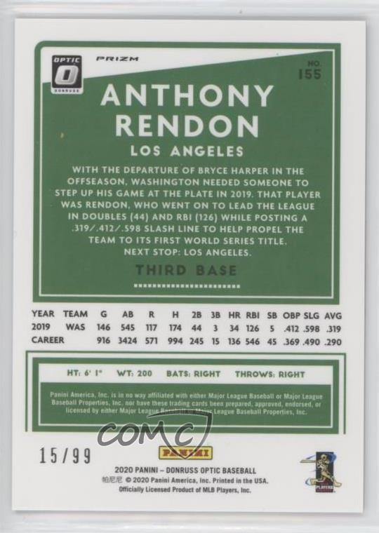2020 Panini Donruss Optic FOTL FOTL Pandora Prizm /99 Anthony Rendon ...
